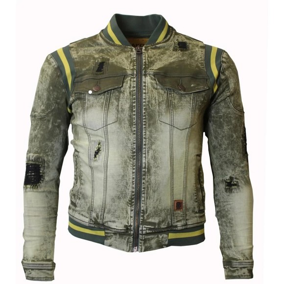 Jackets & Coats | Makobi M194 Drip Squad Varsity Denim Jacket Olive ...